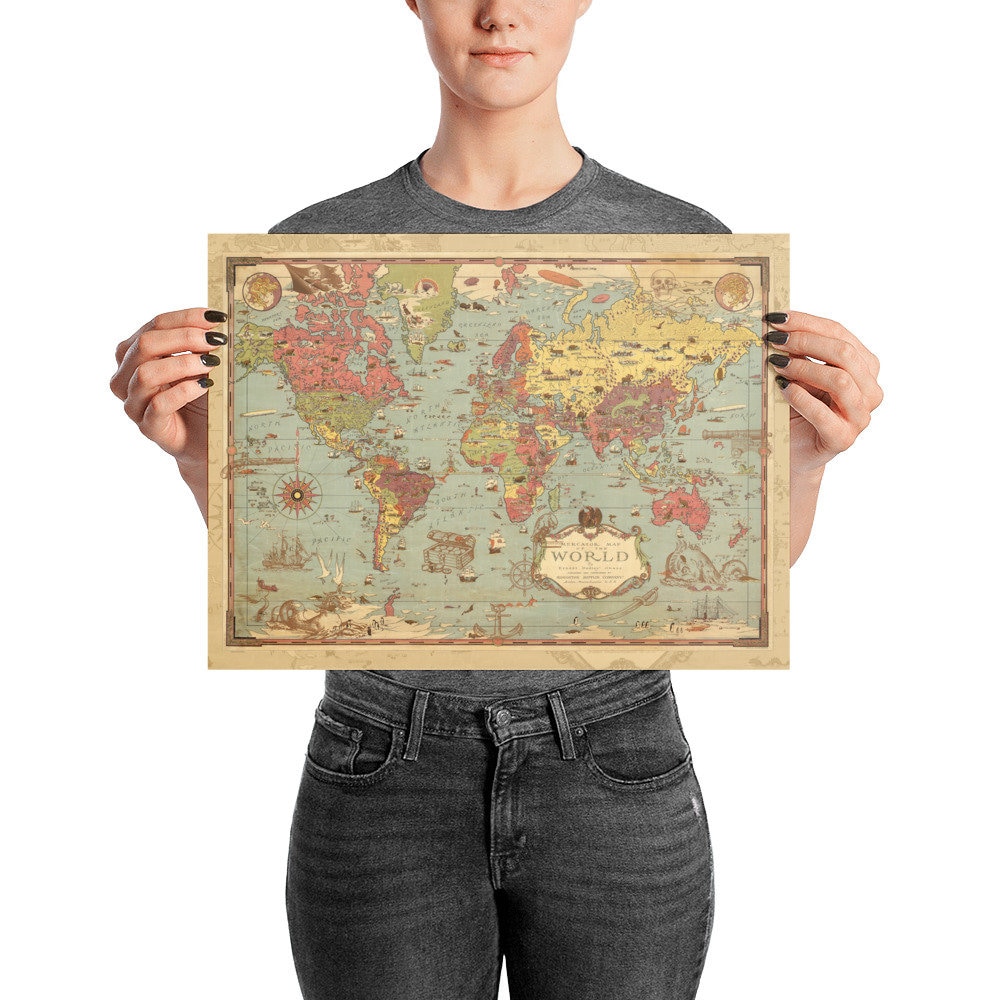 Pirate Map Poster Hidden Images Kid's Room Poster - Etsy Australia