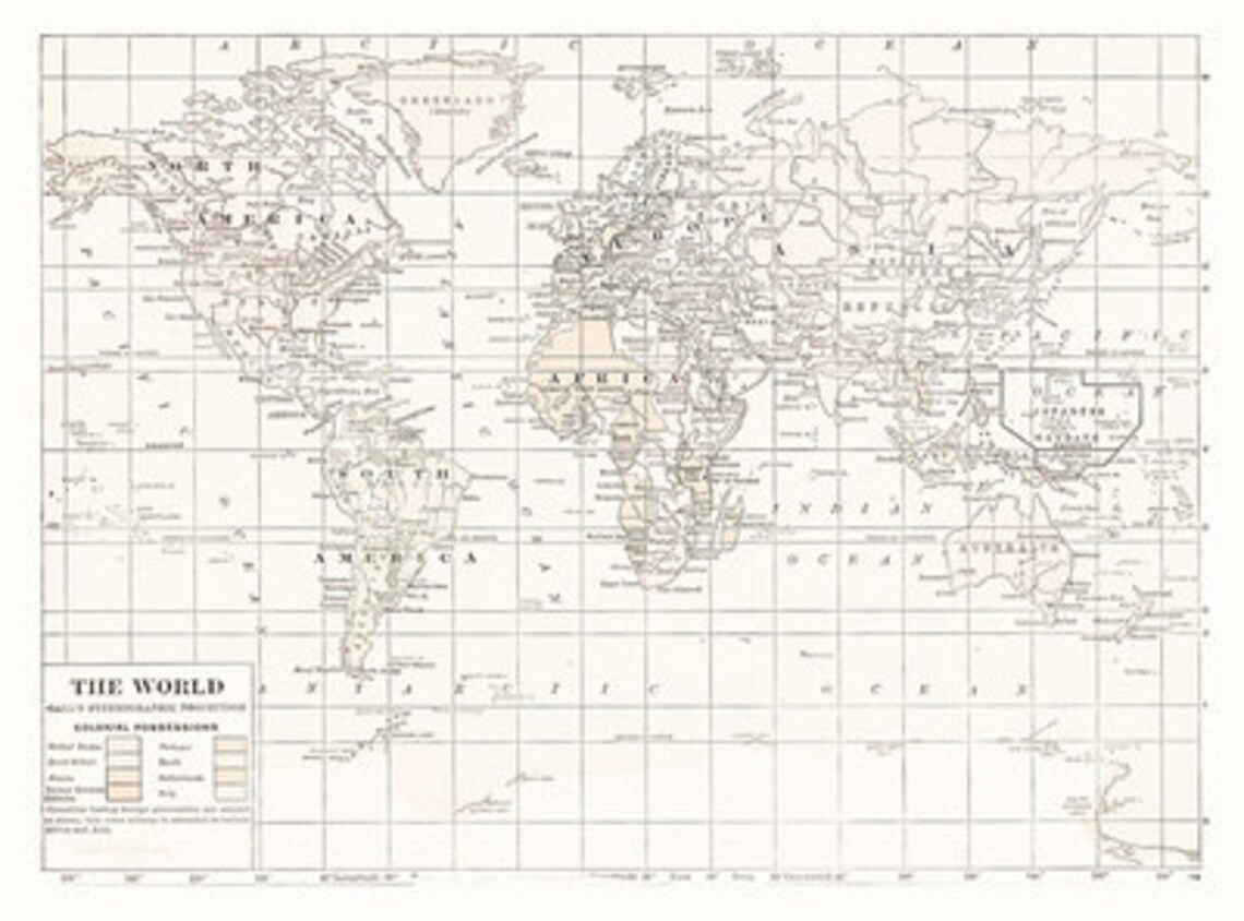 Cream on White World Map Shower Curtain Historical Map - Etsy