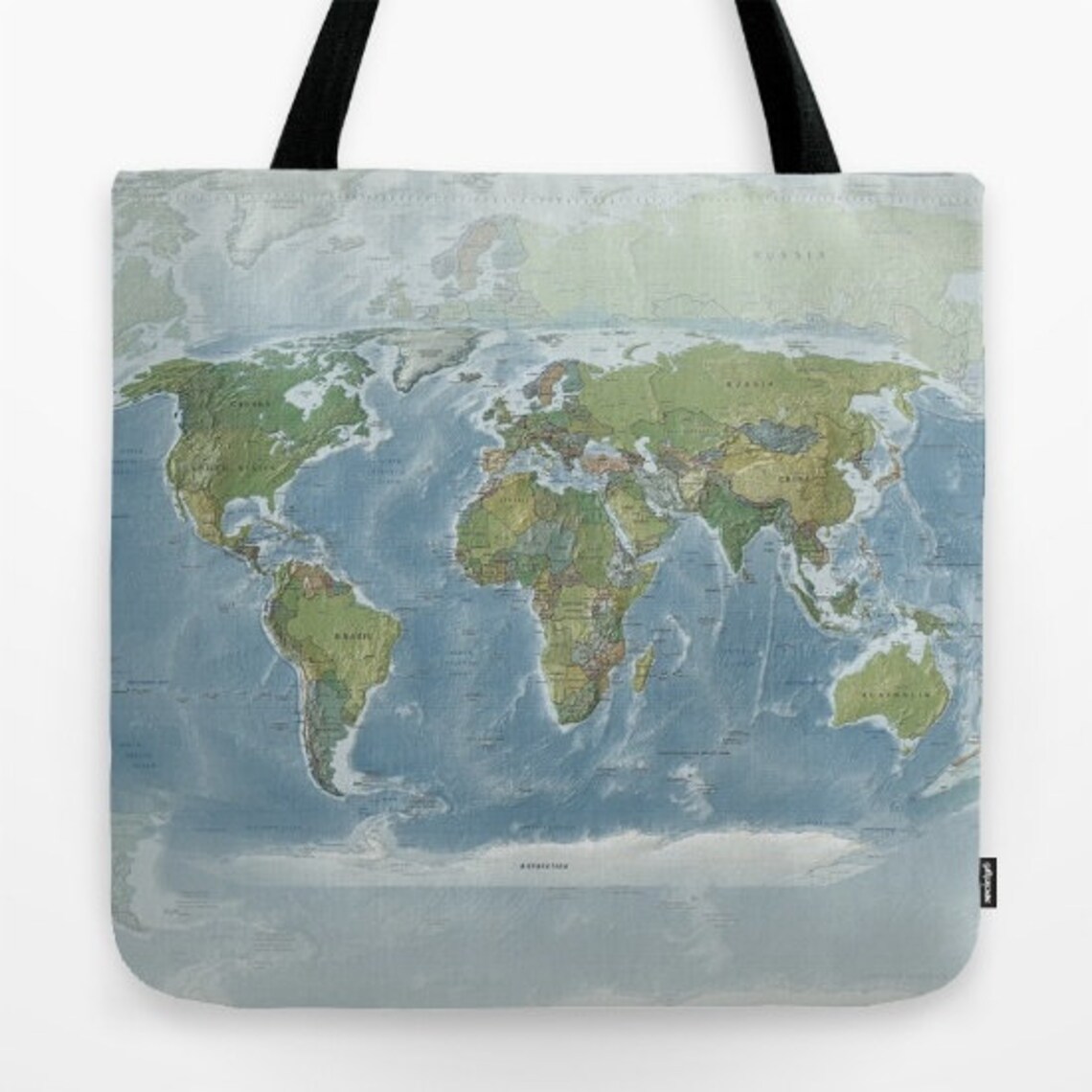 World Map Tote Bag Modern Topographical Atlas Map Theme Tote - Etsy