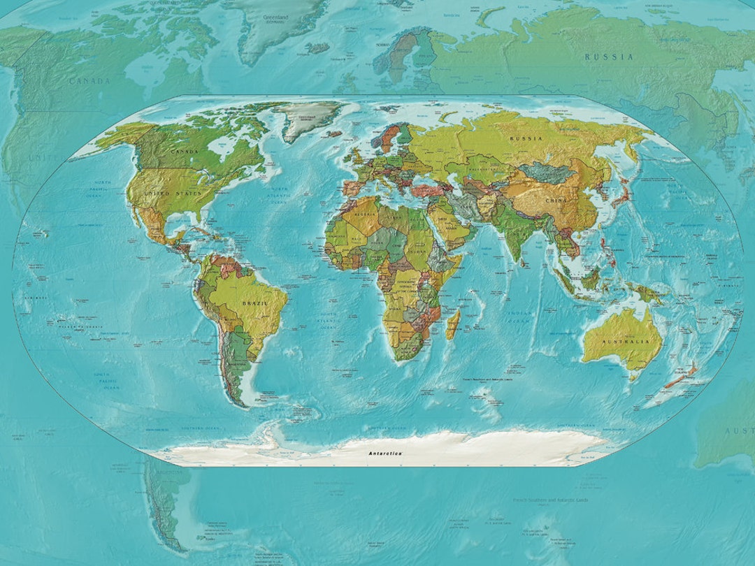 Modern World Map Fleece Blanket Throw - Current Geography Cozy, Sofa ...