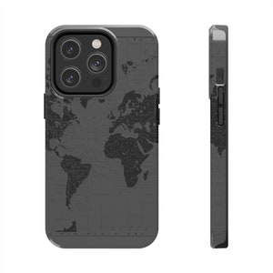 Black on Black Map of the World - Case Mate Tough Phone Cases - Etsy