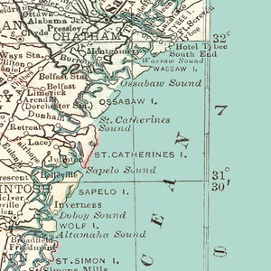 Georgia Shoreline Map Framed Print - Matte Poster Print, Wall Decor ...