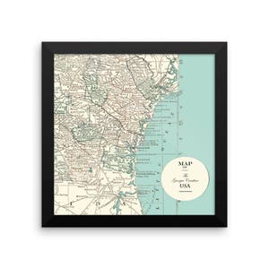 Georgia Shoreline Map Framed Print - Matte Poster Print, Wall Decor ...