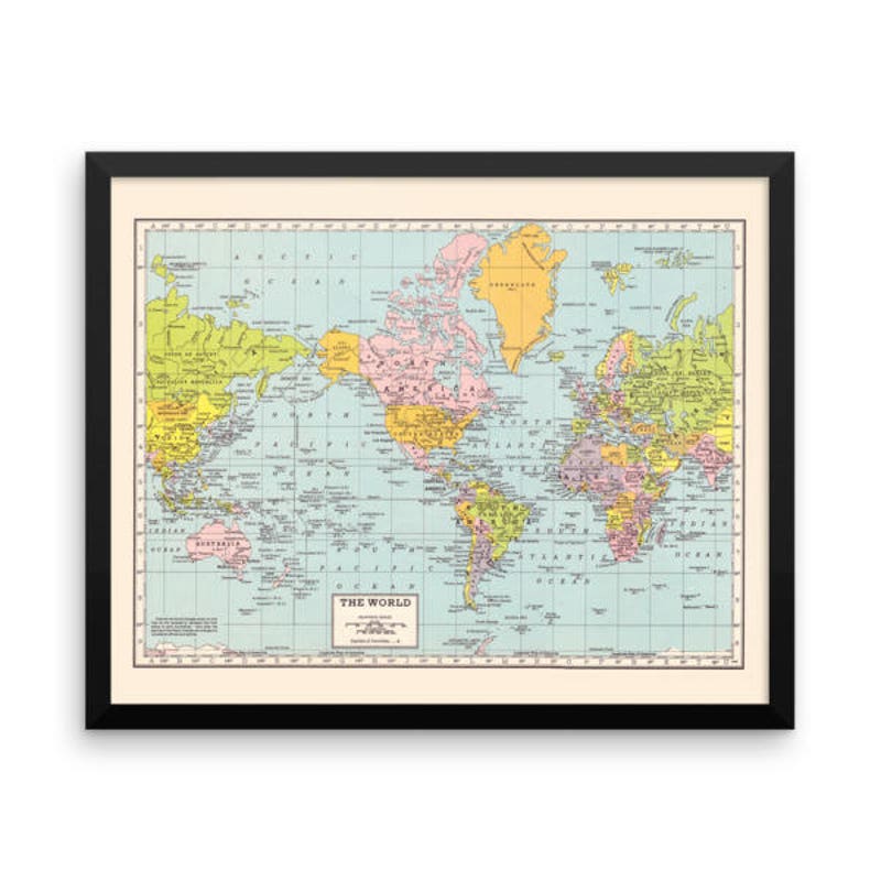 Vintage World Map - Etsy