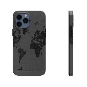 Black on Black Map of the World - Case Mate Tough Phone Cases - Etsy