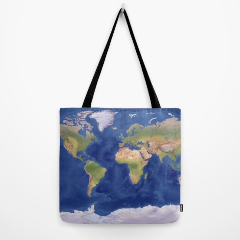 World Map Tote Bag Modern Topographical Atlas Map Theme Tote | Etsy