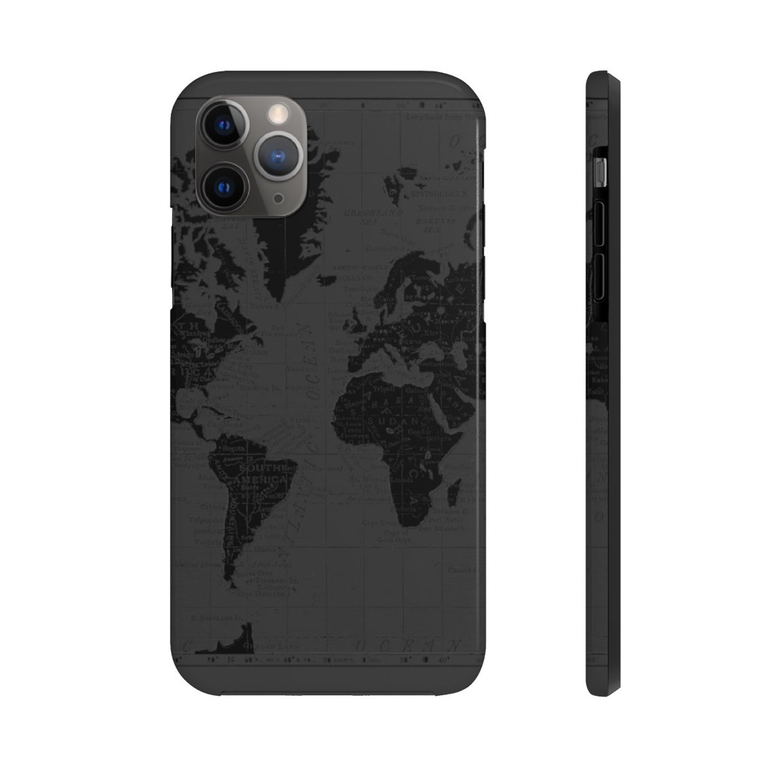 Black on Black Map of the World Case Mate Tough Phone Cases | Etsy
