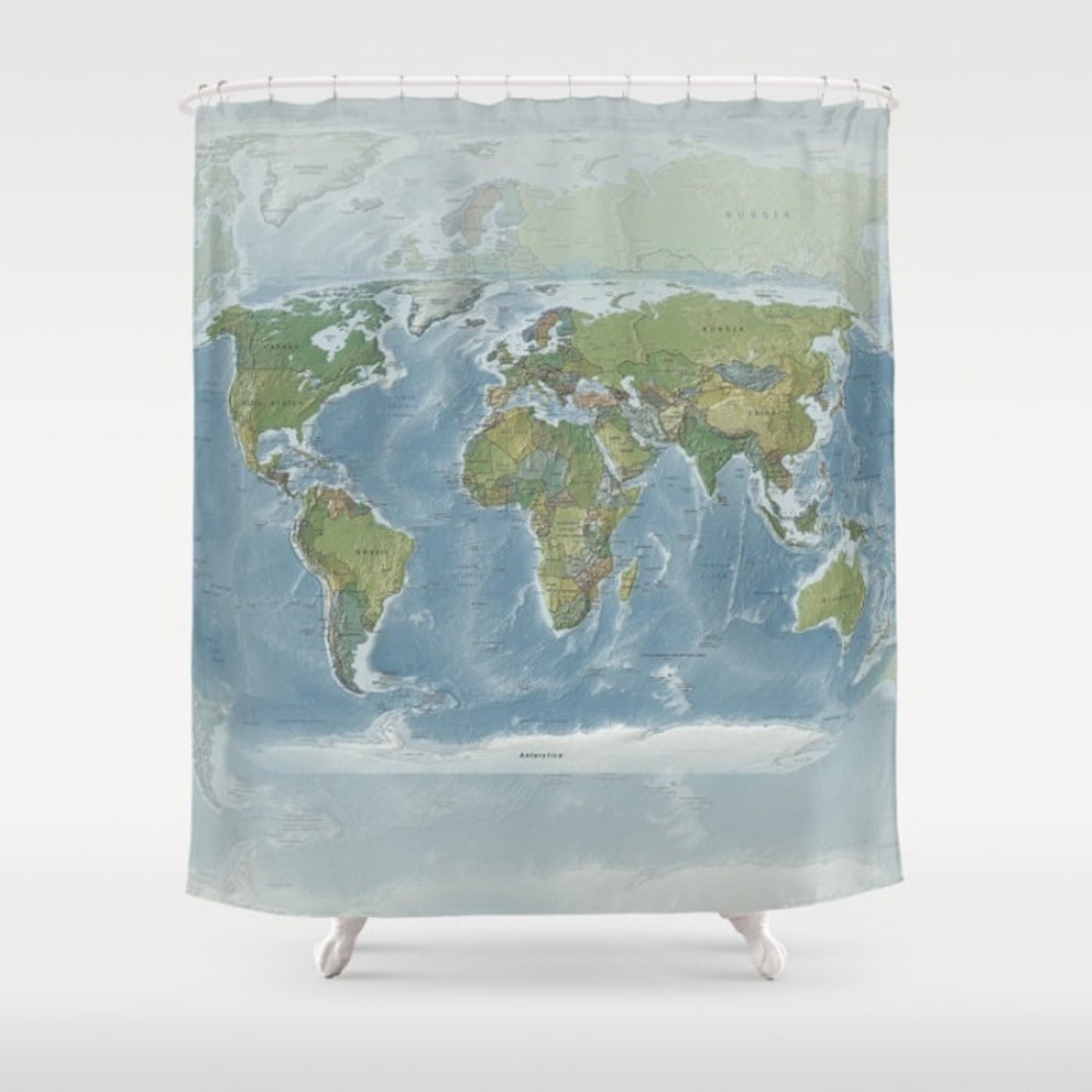 Map Shower Curtain Topographic Home Decor Bathroom | Etsy