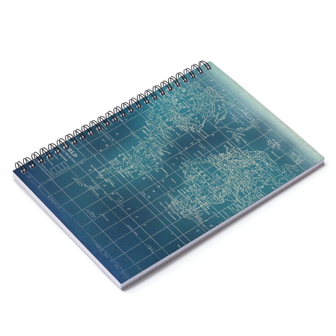 Grunge Map Travel Journal Spiral Notebook - Ruled Line - Etsy