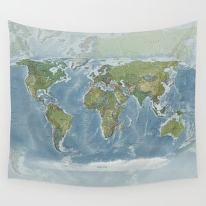 World Map Wall Tapestry Hanging - Modern Current Map, Beautiful Map ...