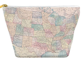 World Map Pencil Case Vintage Pastels Makeup Bag Travel | Etsy