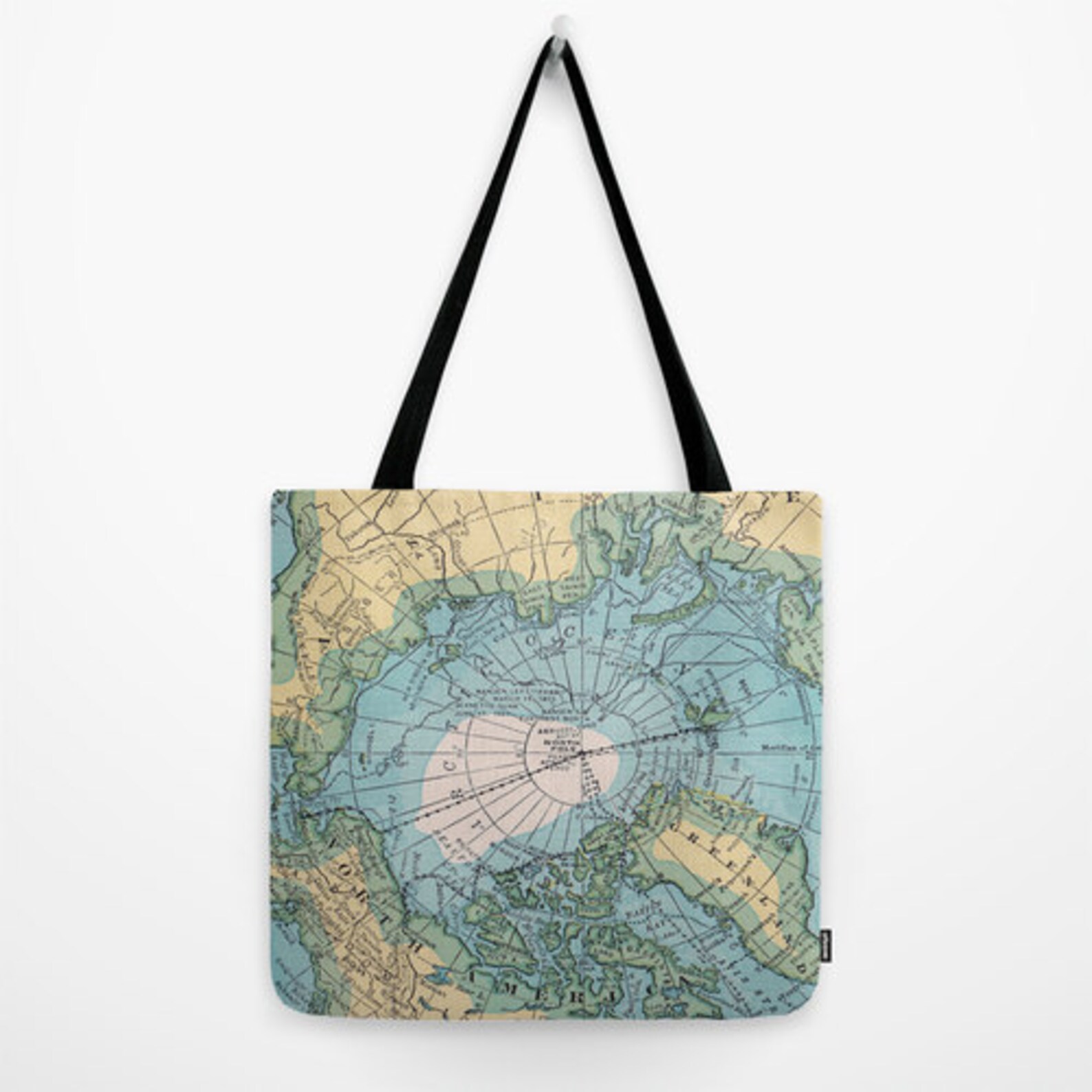 Arctic Map Tote Bag Travel Theme Tote Blue Yellow Green - Etsy