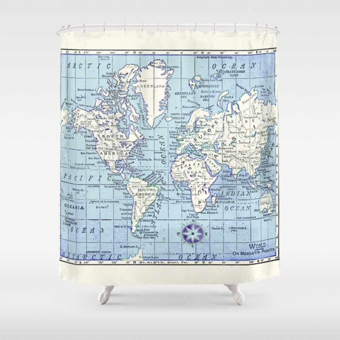 A Really Nice Map Shower Curtain Historical Map Home Decor - Etsy