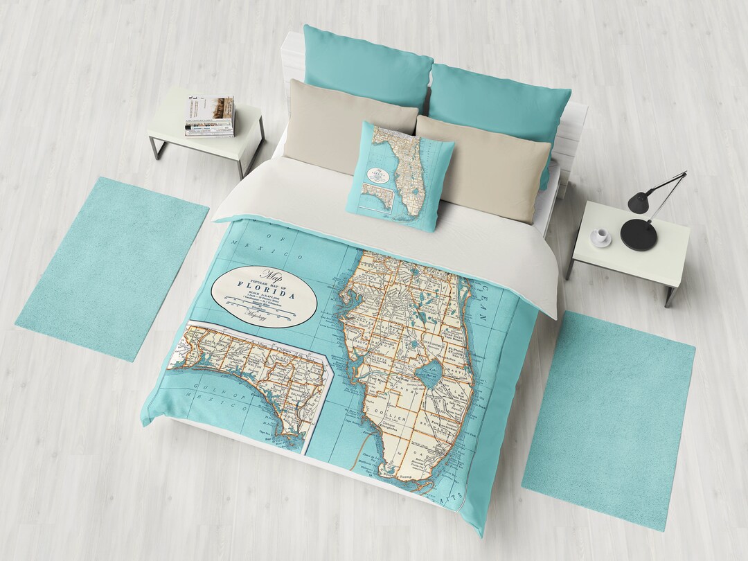 Florida State Coastal Map Duvet Cover or Comforter - Bed - Bedroom ...