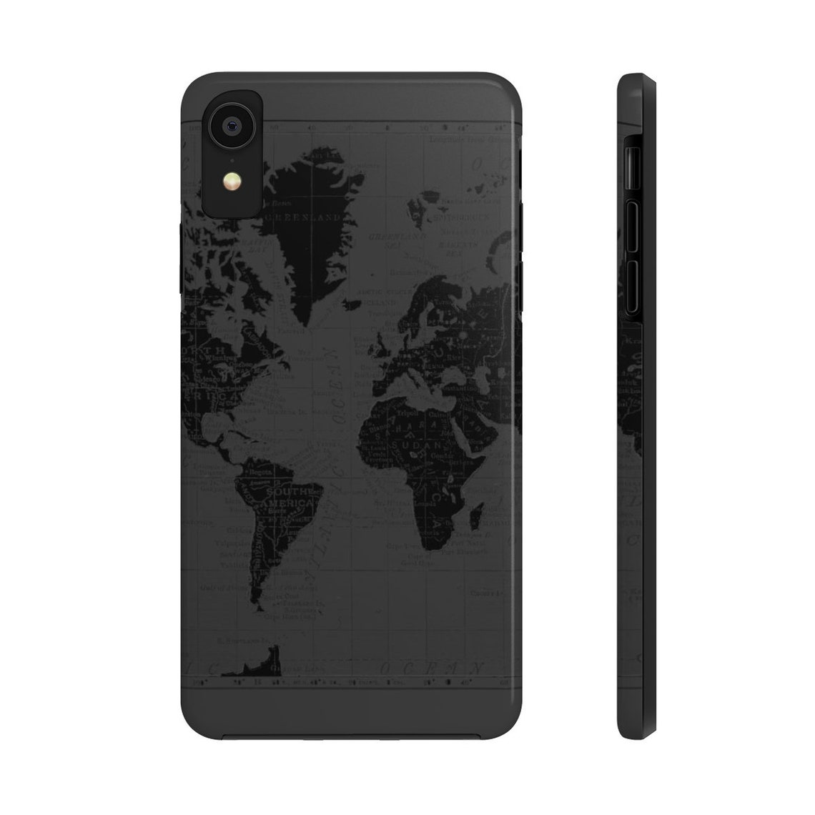 Black on Black Map of the World Case Mate Tough Phone Cases | Etsy