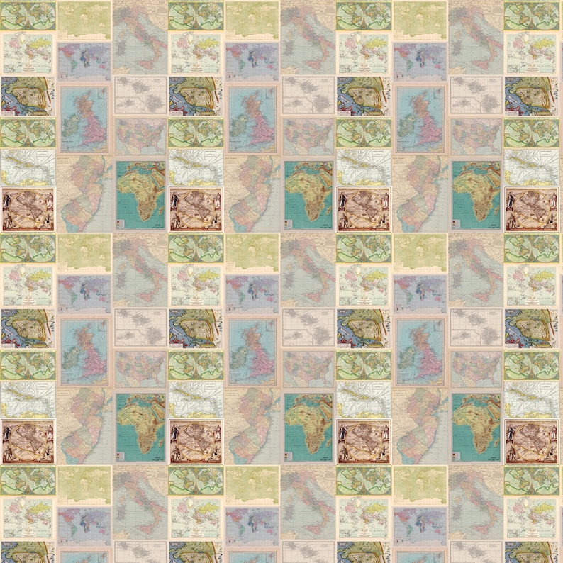 Fabric Yardage many Vintage Maps Yardage of Antique/vintage - Etsy