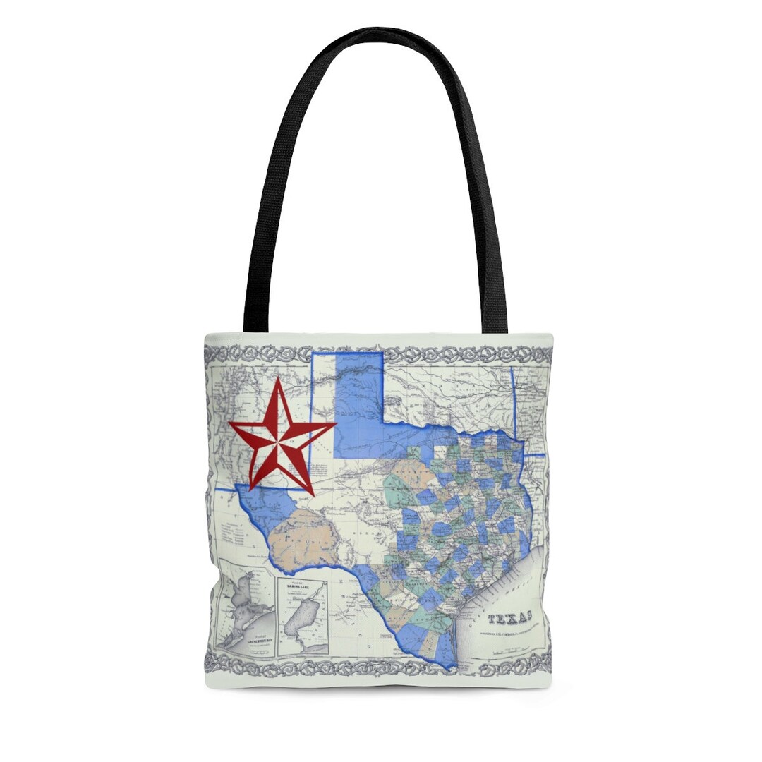Texas Tote Bag - Map of Texas With Star, Blue, Red - Etsy