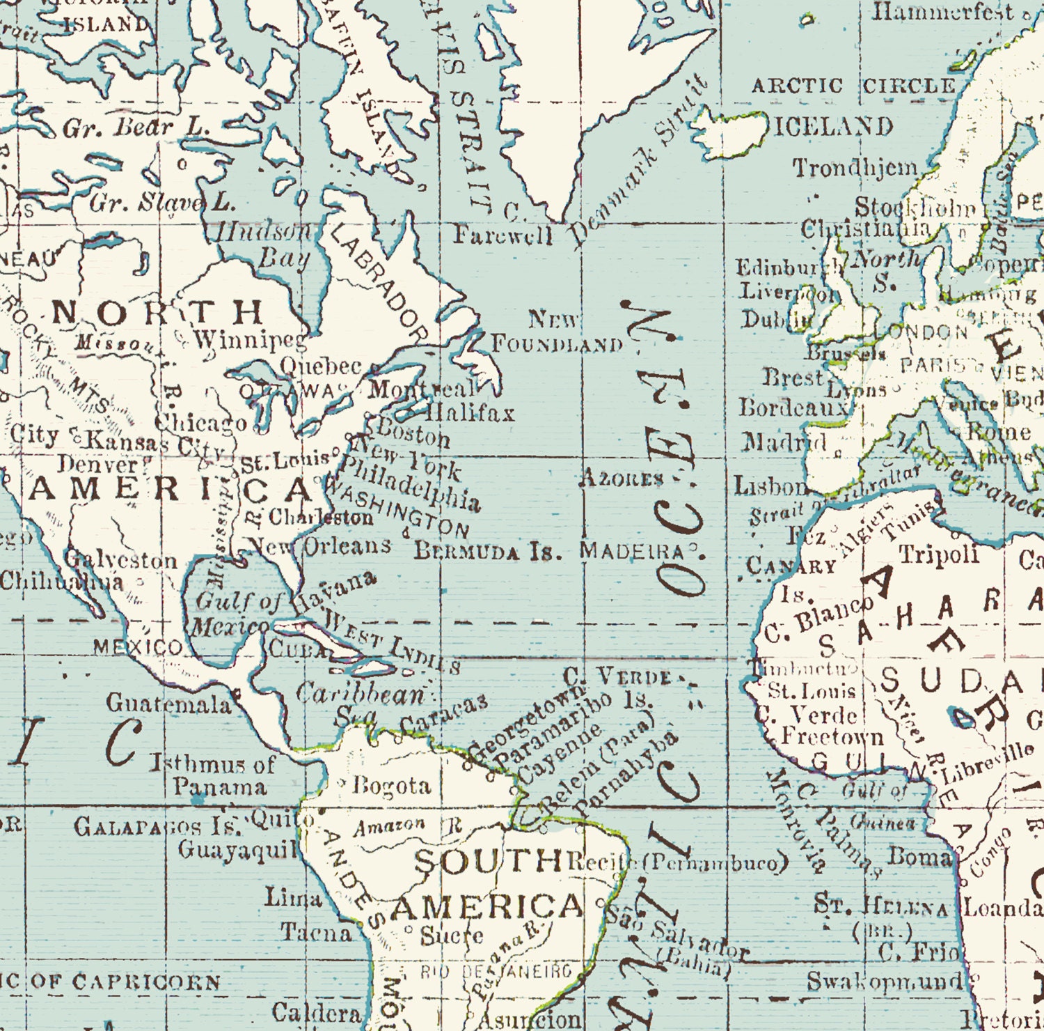 World Map Pillow Case in Blue and Cream Map Decor Teal - Etsy