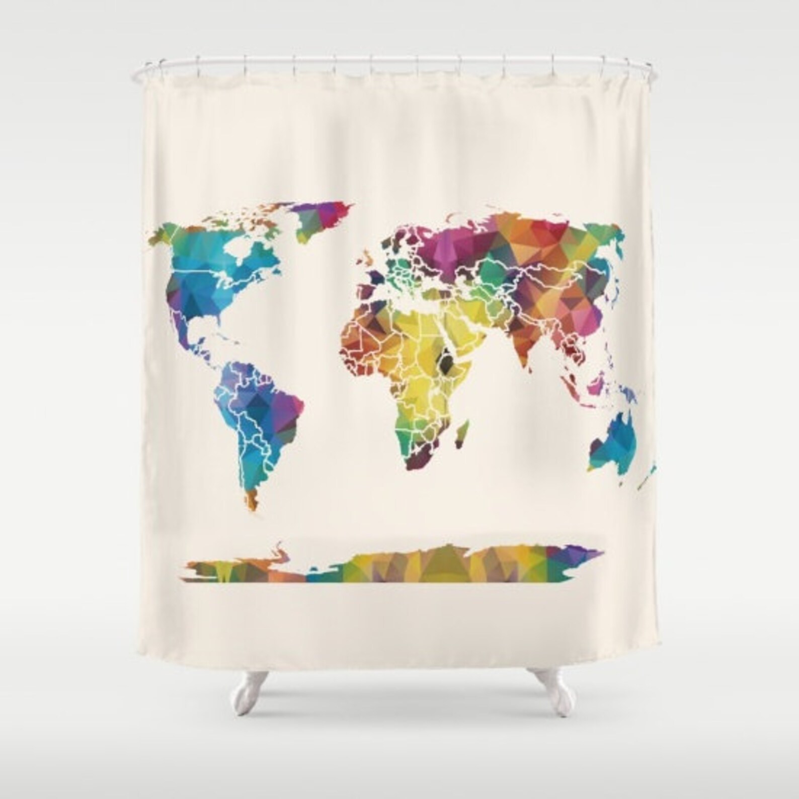 Geometric Map Shower Curtain Geometric Rainbow Map Home - Etsy