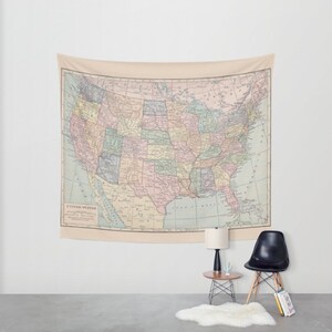 United States Map Tapestry Wall Hanging - US Map, Dorm Beautiful Map ...