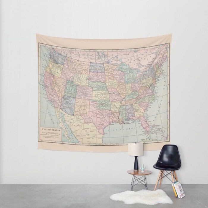 United States Map Tapestry Wall Hanging US Map Dorm - Etsy