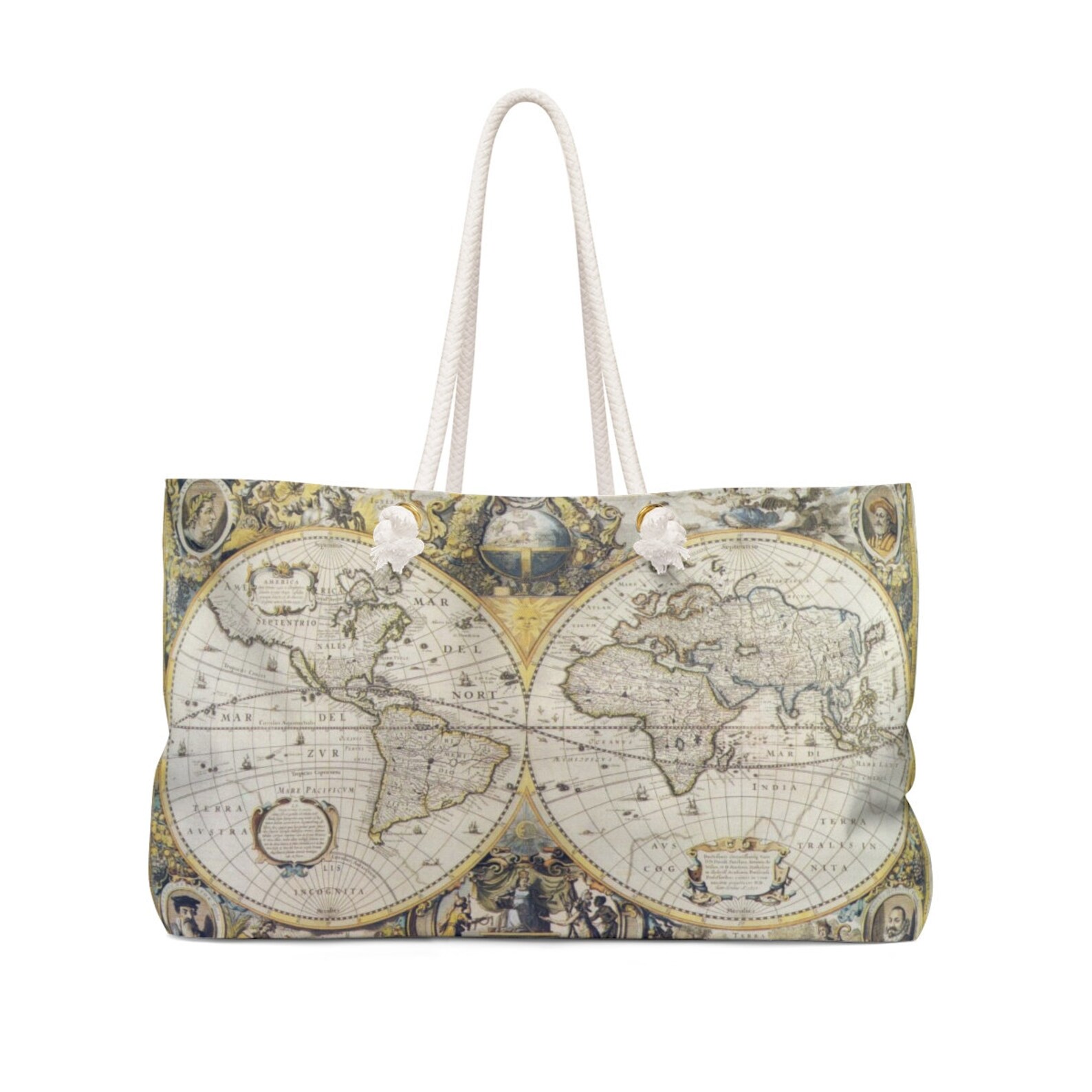 Antique World Map Large Tote Bag Luxurious Large Rope Handle - Etsy
