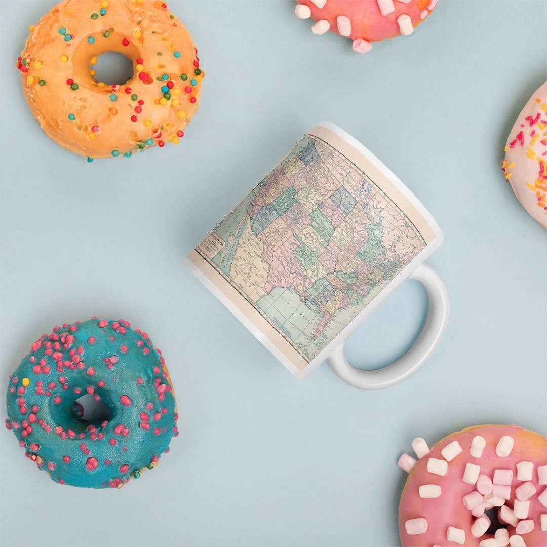 United States Map Mug - Vintage United States - 48 States Geography ...