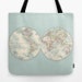 Hemispheres Map Tote Bag, Travel Theme Tote, Everything Bag, Allover ...