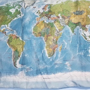 World Map Wall Tapestry Hanging - Modern Current Map, Beautiful Map ...