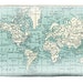 World Map Pencil Case Aqua and Cream Makeup Bag Travel - Etsy