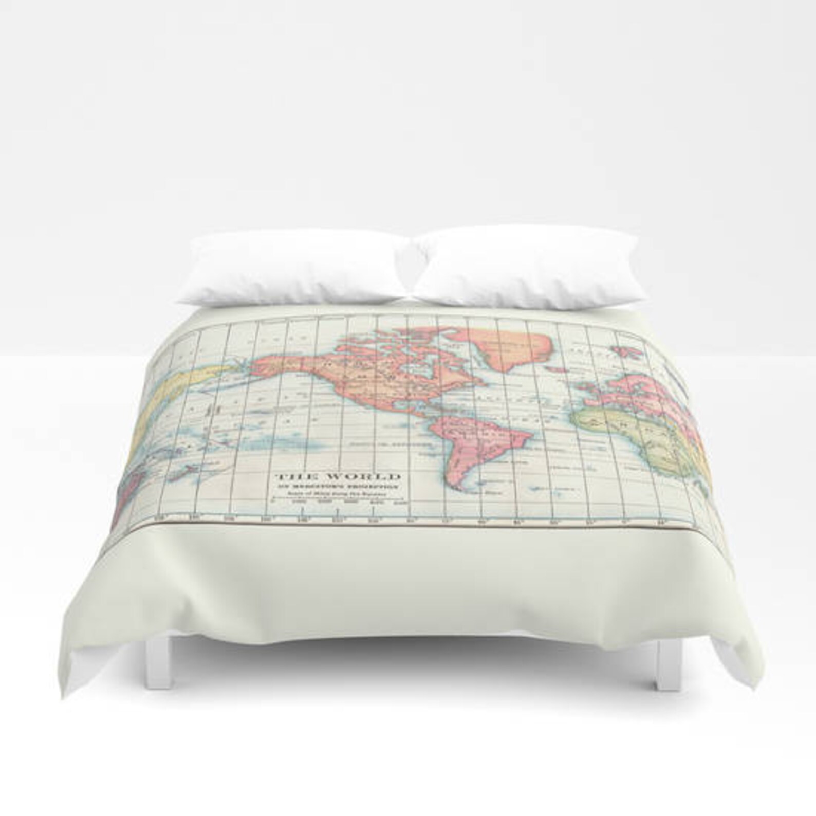 World Map Duvet Cover Map of Continents Bed Bedroom - Etsy