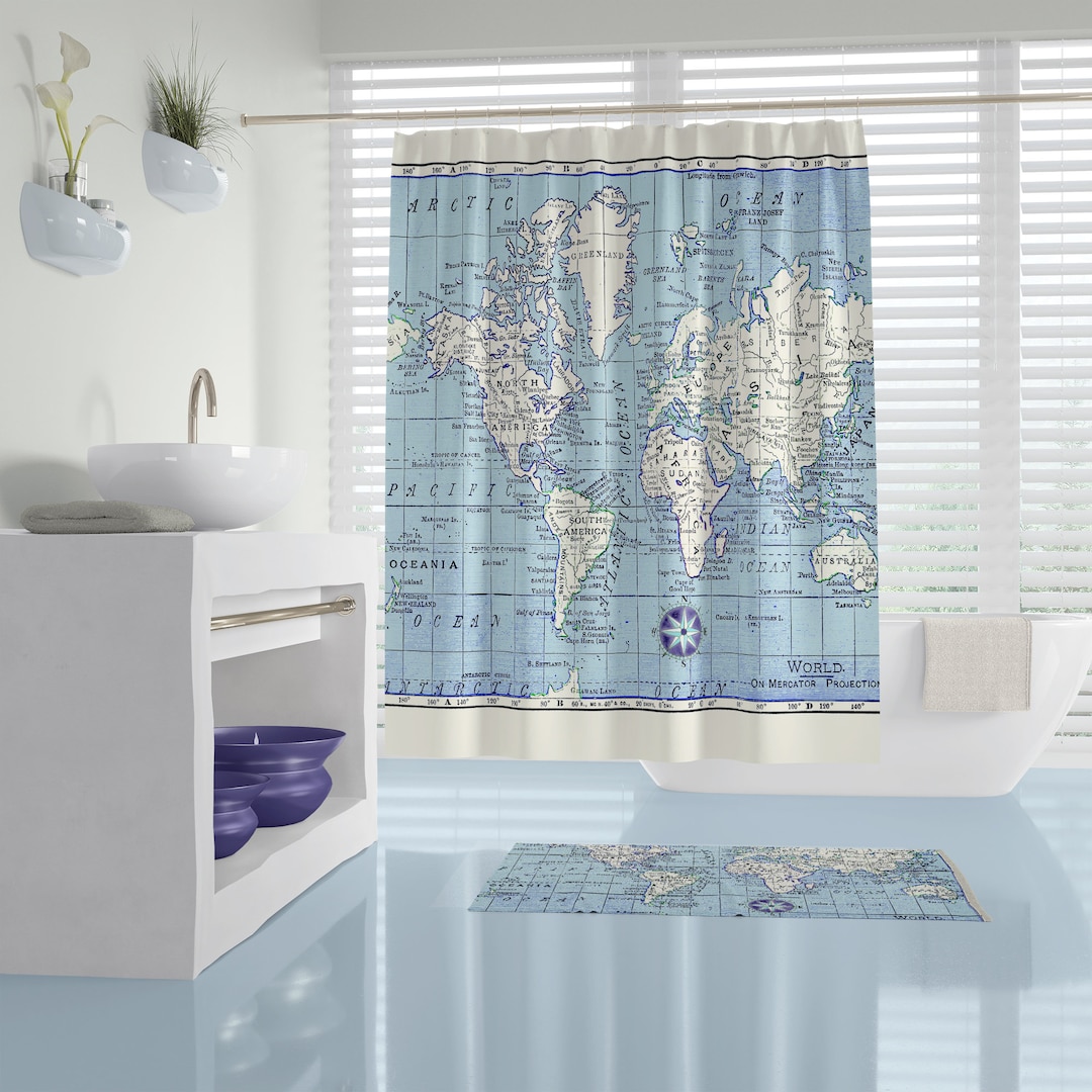 A Really Nice Map Shower Curtain - Historical Map - Home Decor ...