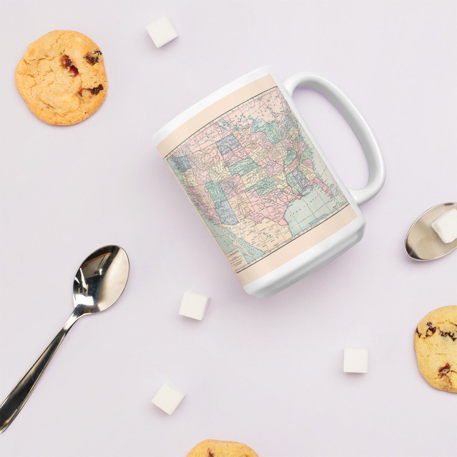 United States Map Mug Vintage United States 48 States - Etsy