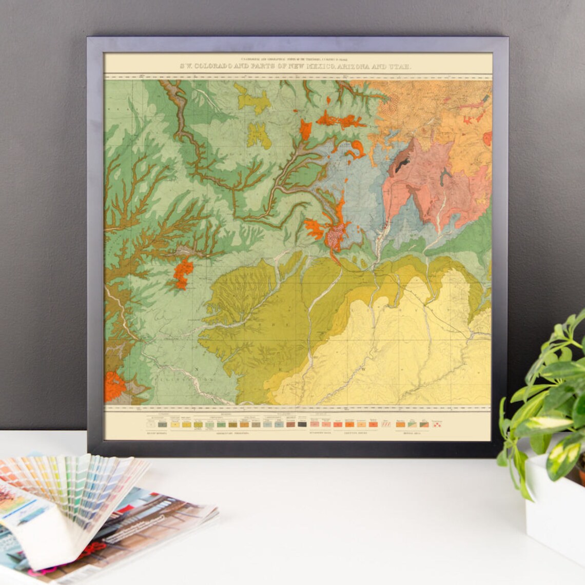 Southwest Geological Map Framed Poster Print Utah Colorado - Etsy