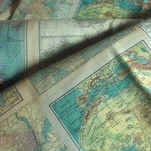 Fabric Yardage -many Vintage Maps - Yardage of Antique/vintage World ...