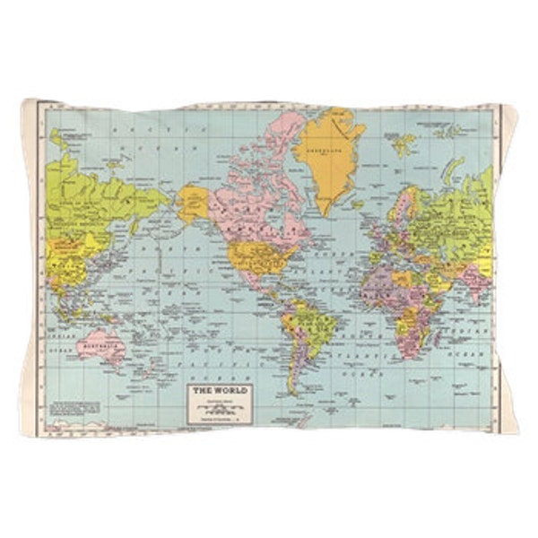 World Map Pillow - Etsy