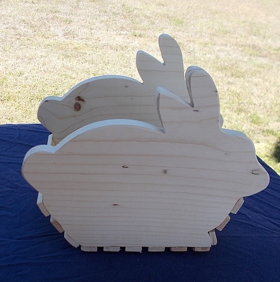 Wooden Bunny Basket/Planter by the Old Coot | Etsy