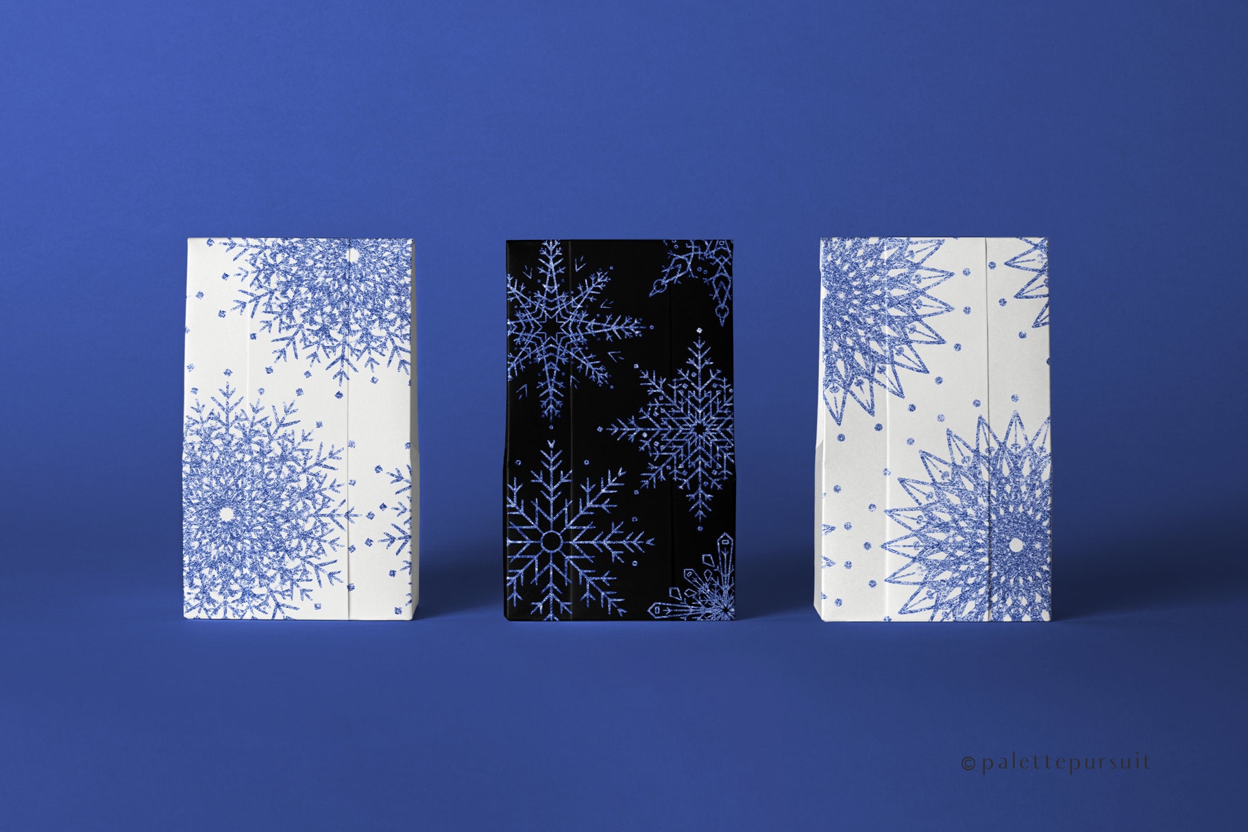 Blue Glitter Snowflakes Digital Clip Art, Icy Blue Christmas Snowflakes ...