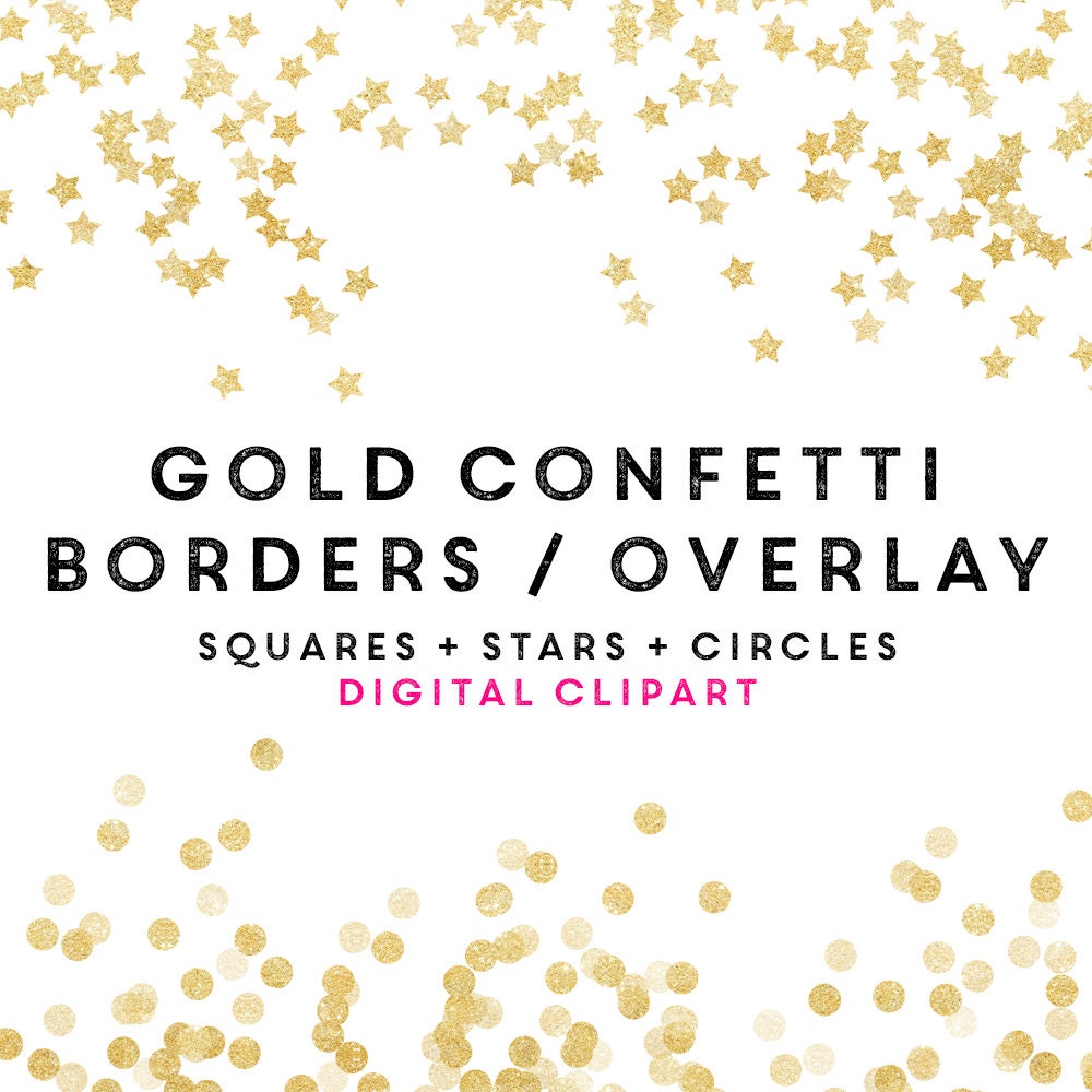 Gold Confetti Borders Clipart, Christmas Confetti Clip Art, Glitter ...
