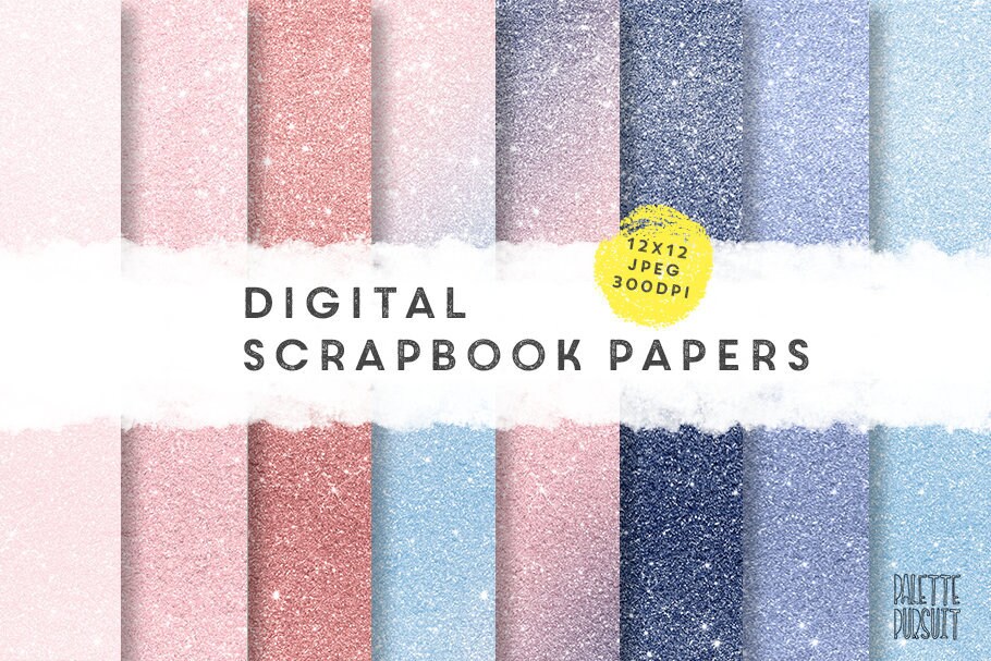 Blush pink and navy digital scrapbook paper glitter texture background ...