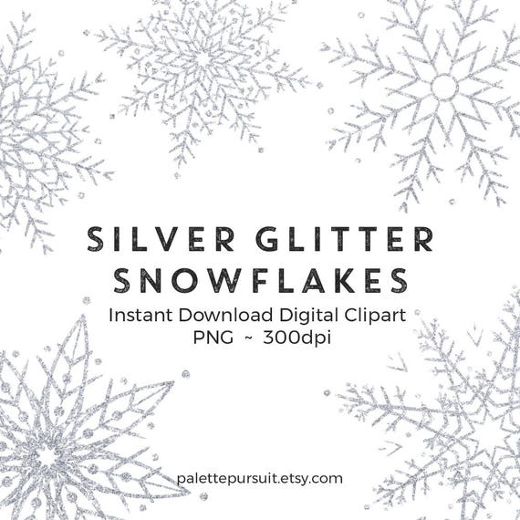 Silver Snowflake Clipart Silver Christmas Clip Art Winter | Etsy Canada
