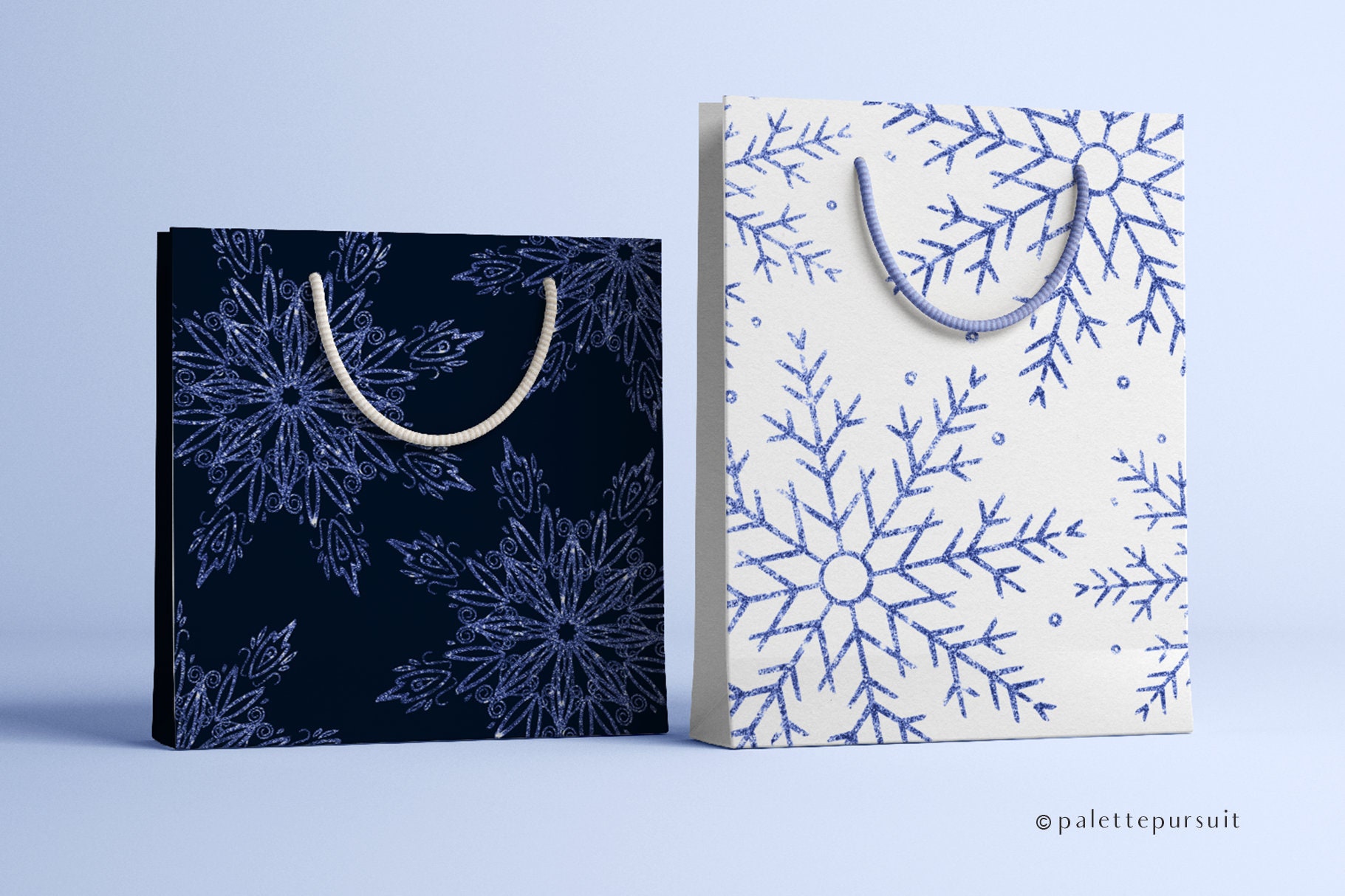 Blue Glitter Snowflakes Digital Clip Art, Icy Blue Christmas Snowflakes ...