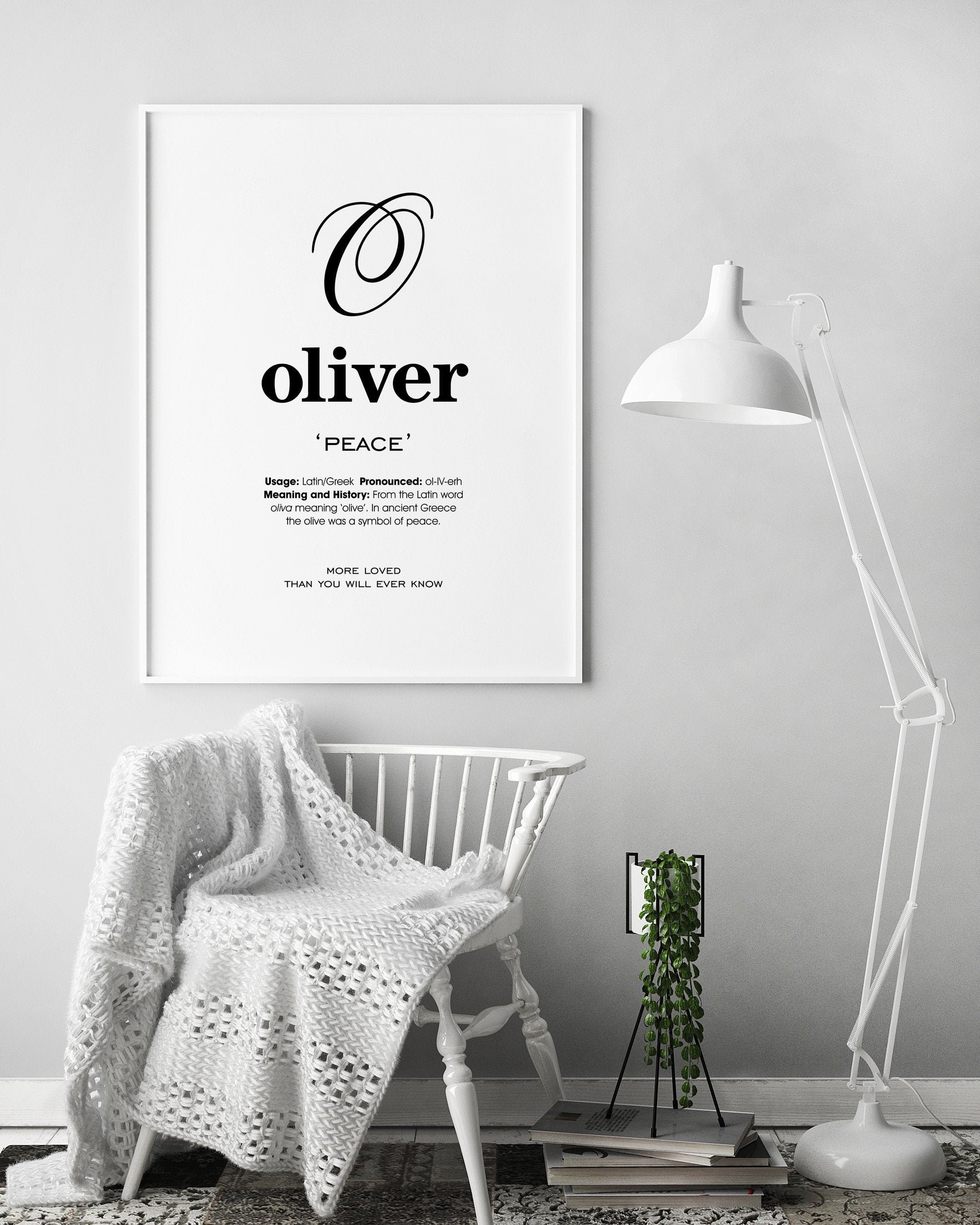 Oliver Name Meaning Printable Name Art Modern Nursery Decor | Etsy