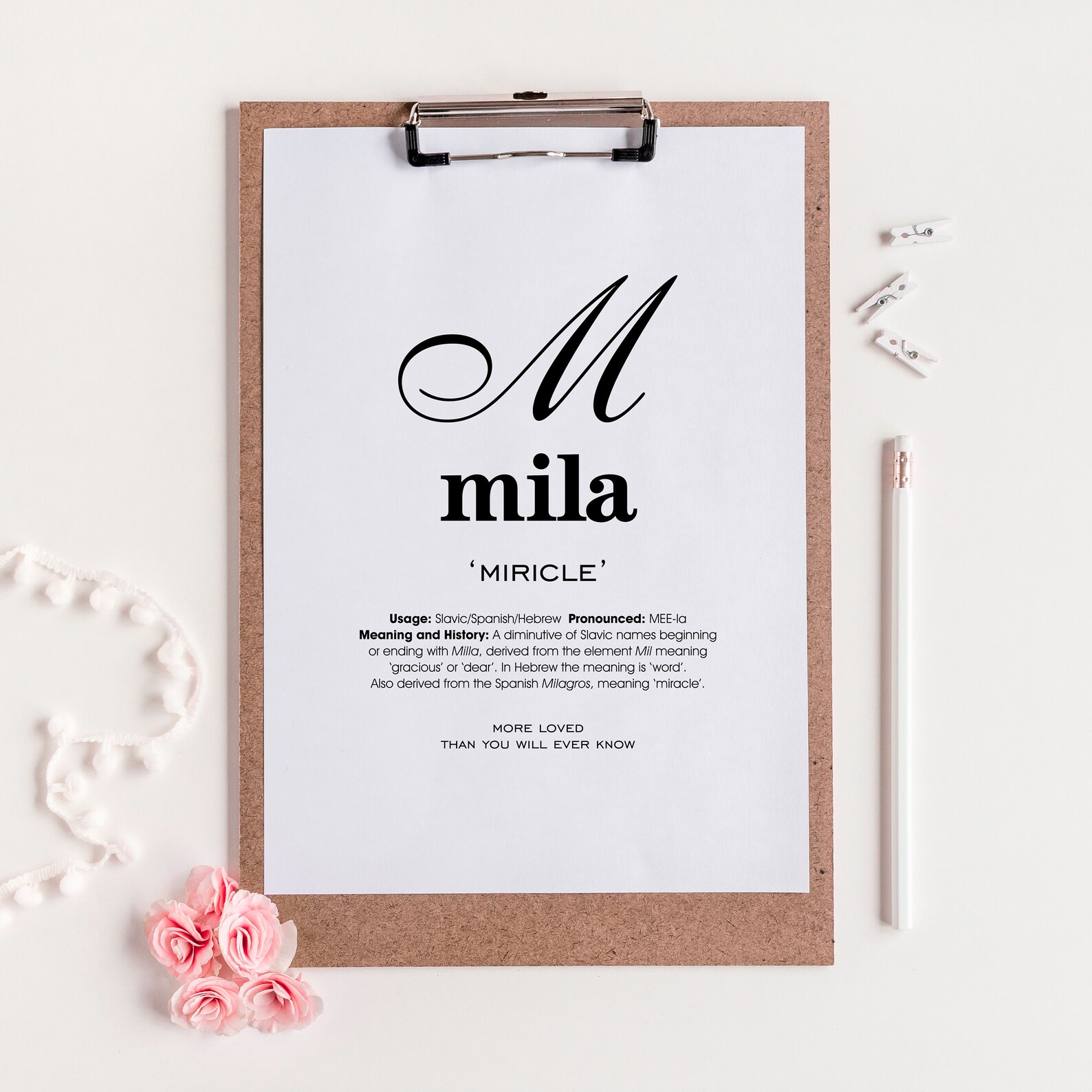 Mila Name Meaning Printable Name Art Modern Nursery Decor - Etsy France
