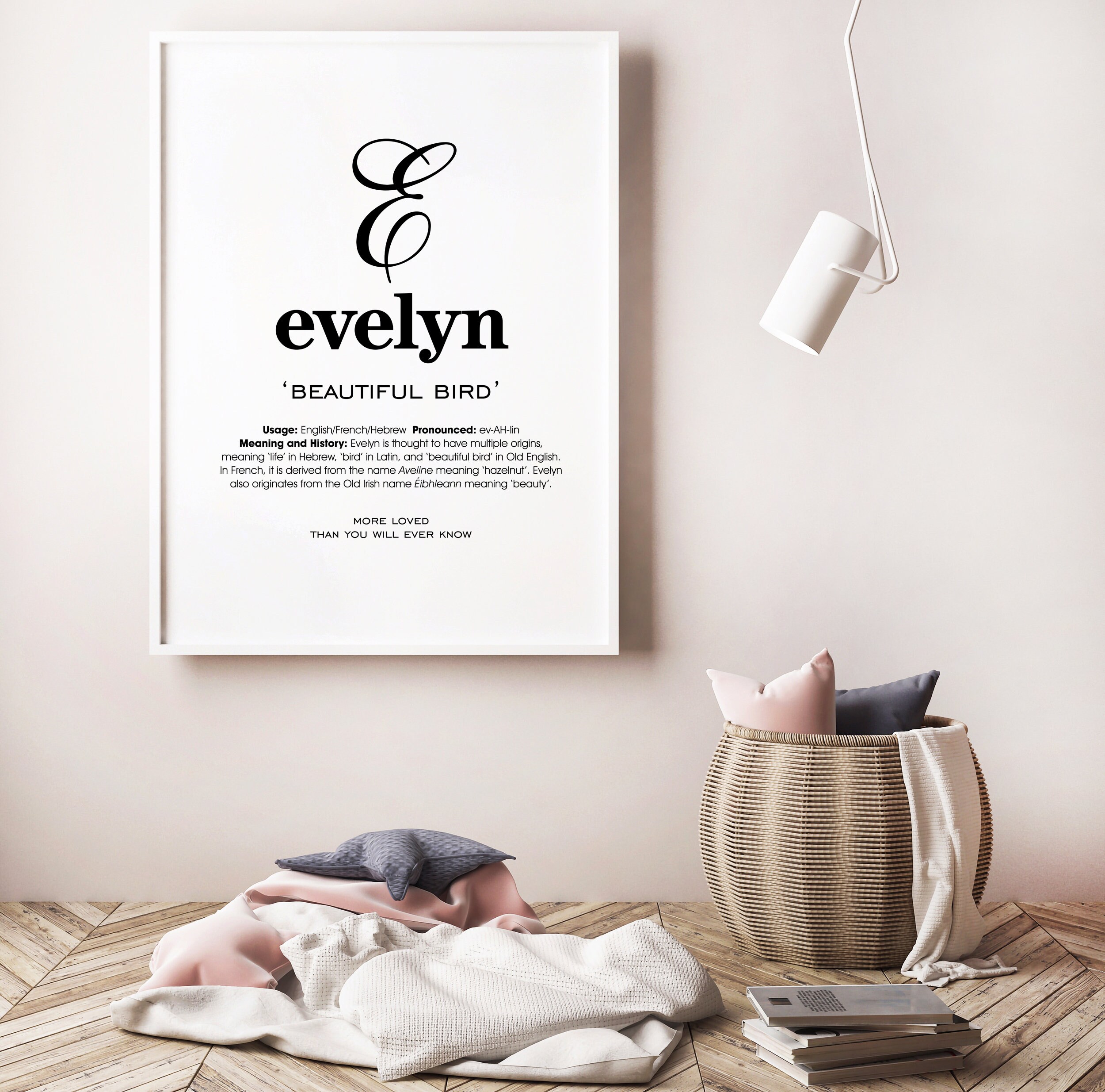 Evelyn Name Meaning Printable Name Art Modern Nursery Decor | Etsy