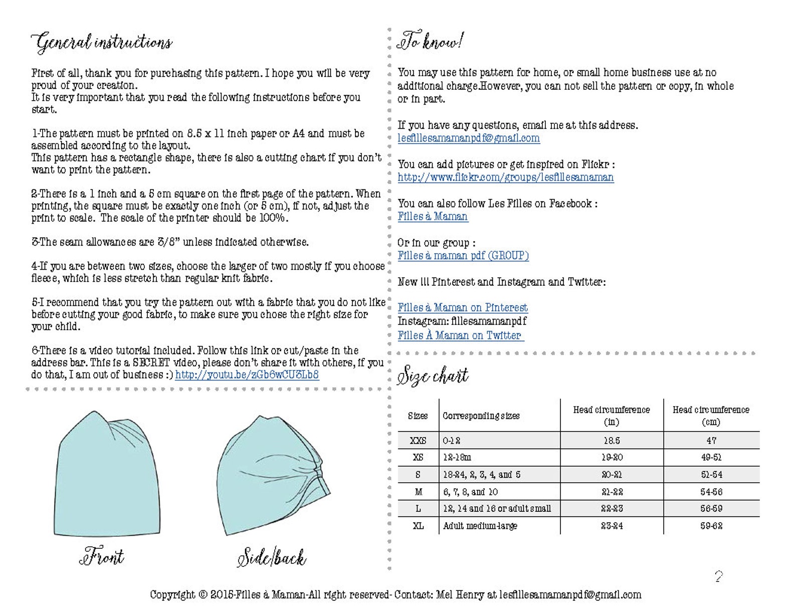 Patron PDF de la tuque - Etsy Canada