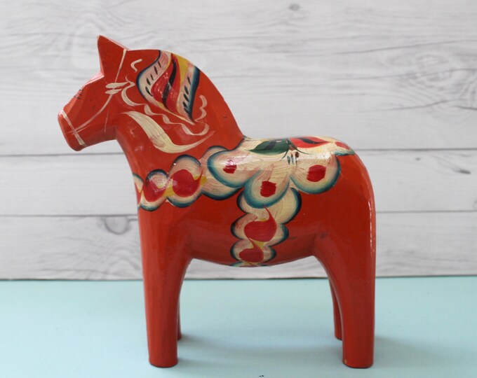Vintage Large Swedish Orange Dala Horse Souvenir, Swedish Folk Art ...