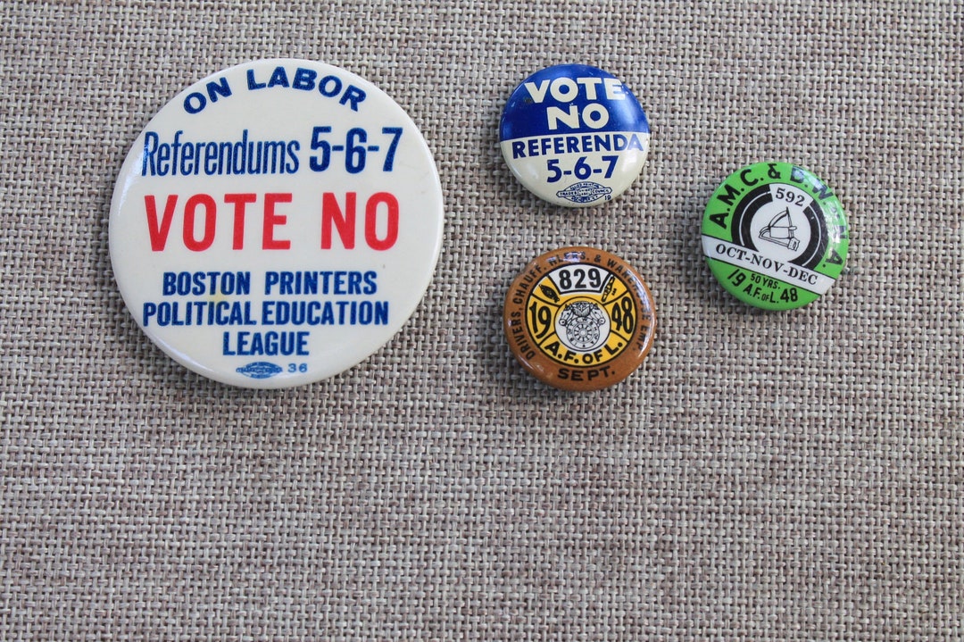 Vintage Lot of 4 Pinback Button Pins - Labor Unions - Etsy