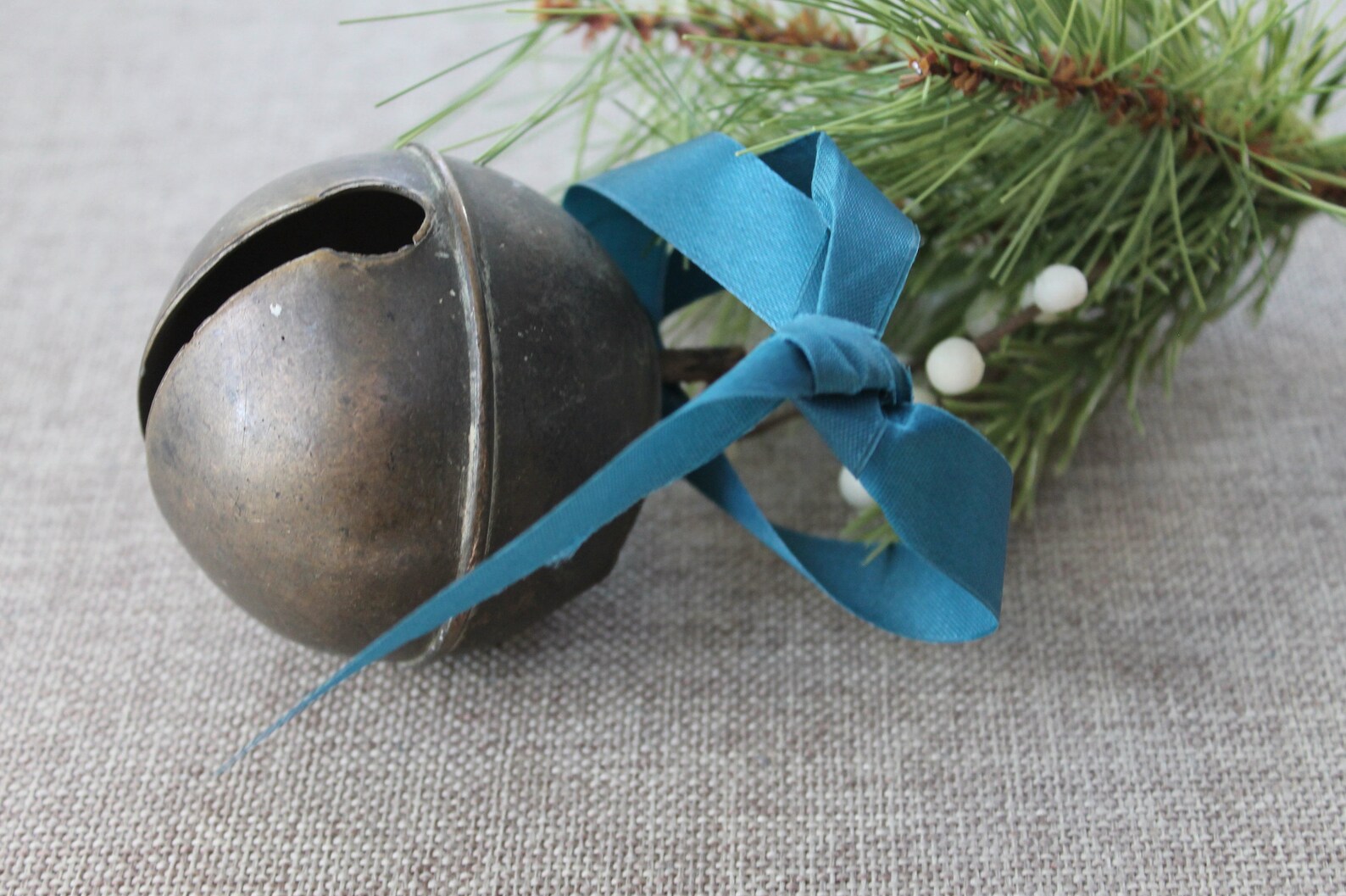 Antique Extra Large Bronze Sleigh Bell With Ribbon Vintage - Etsy
