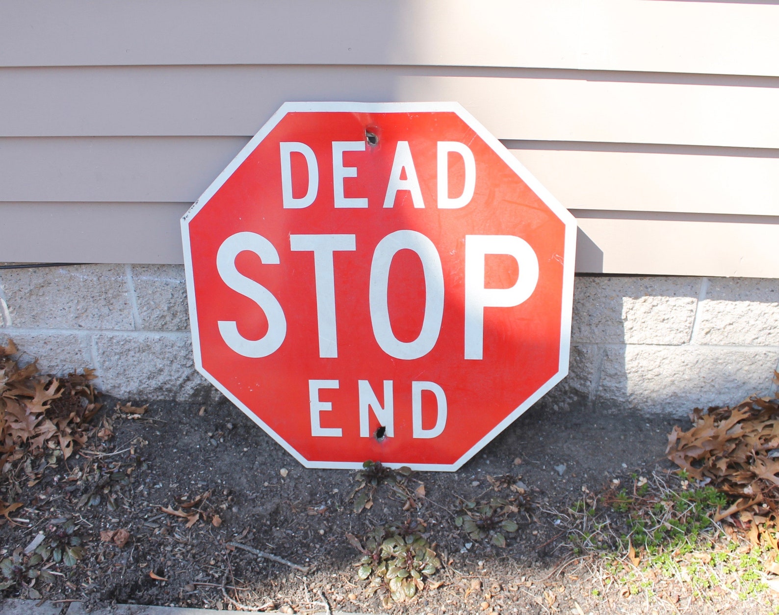 Antique Large Metal STOP Dead End Street Sign Red and White | Etsy